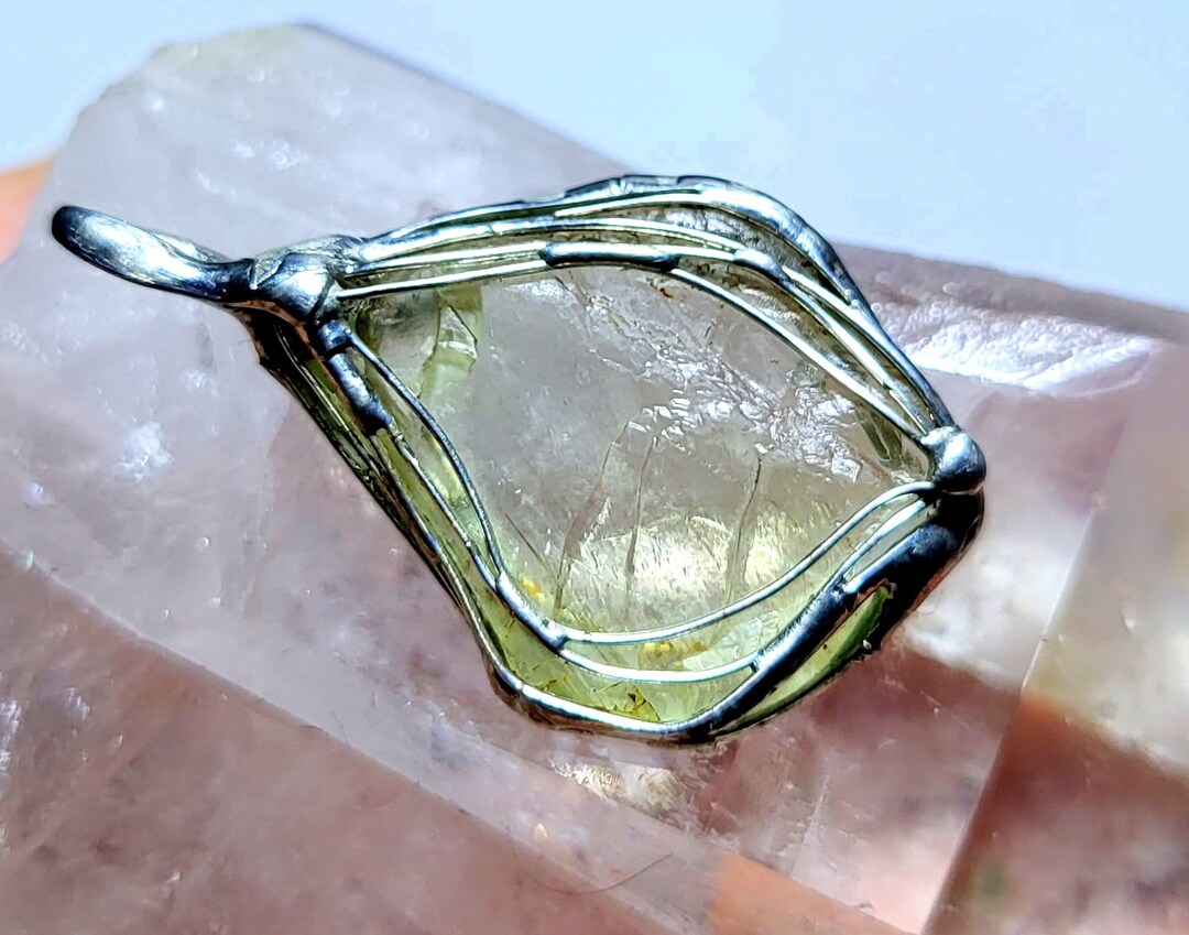 Hiddenite Pendant Original Crystal Raw Stone crystal Leaf UNIQUE for ...