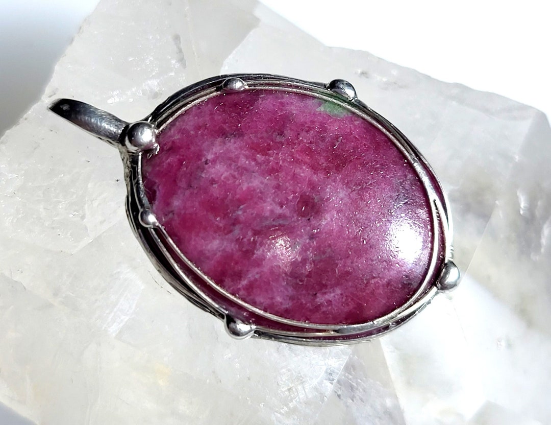 Noble RUBY Pendant Ruby Zoisite Great Color Oval Cabochon UNIKAT for ...