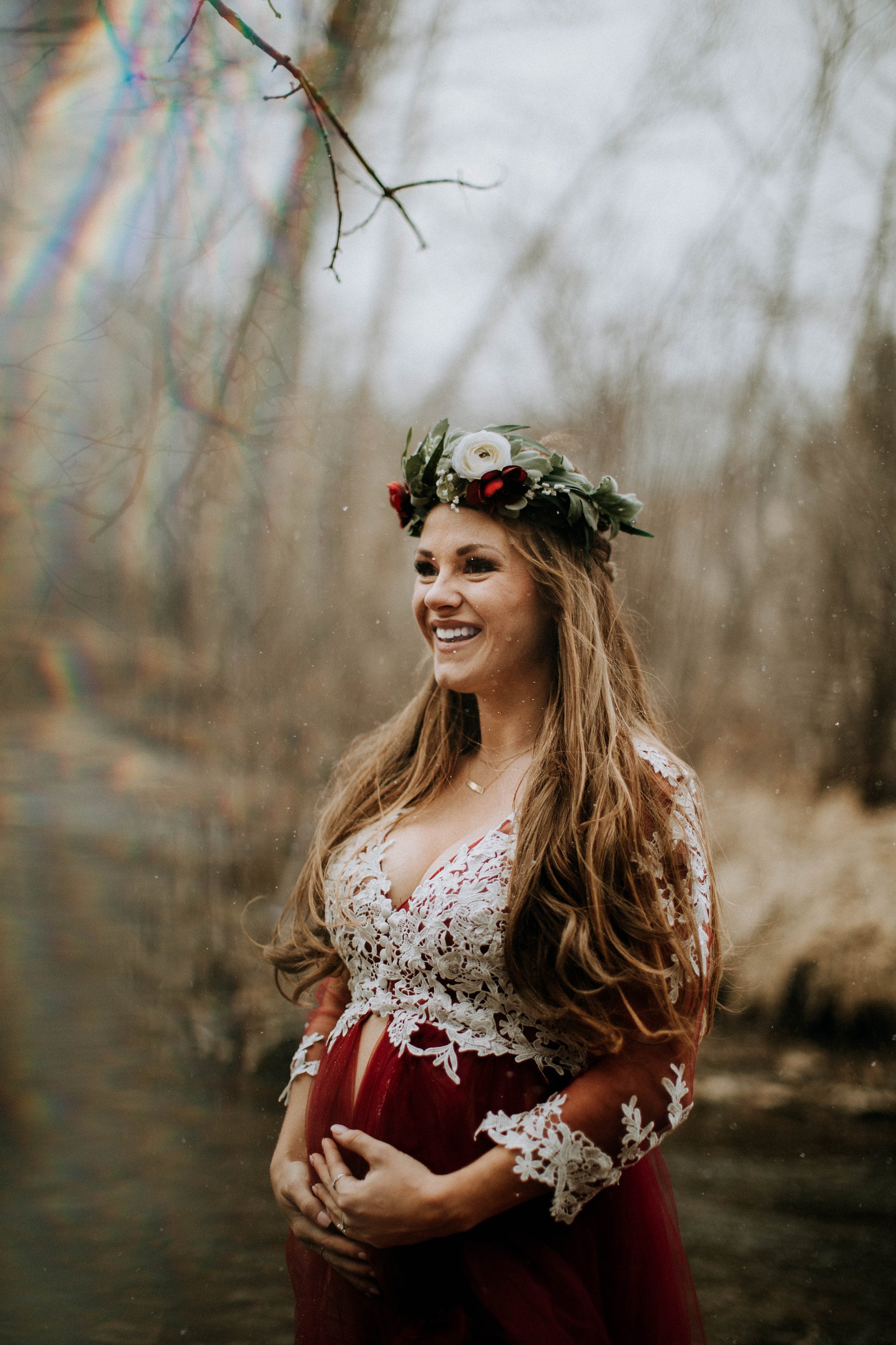 The Hannah Halo, Bridal Flower Crown, Red and White Flower Crown, Silk ...