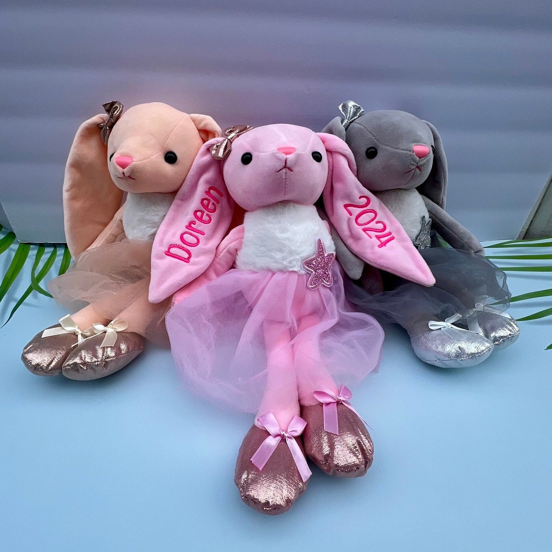Custom EMBROIDERED Ballerina Bunny PLUSH, Plush Bunny Rabbit ...