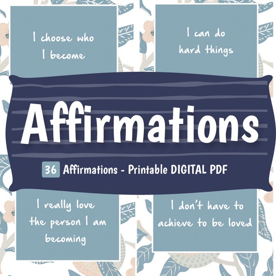 DIGITAL DOWNLOAD PDF Affirmation Cards 36 Printable Cards | Etsy
