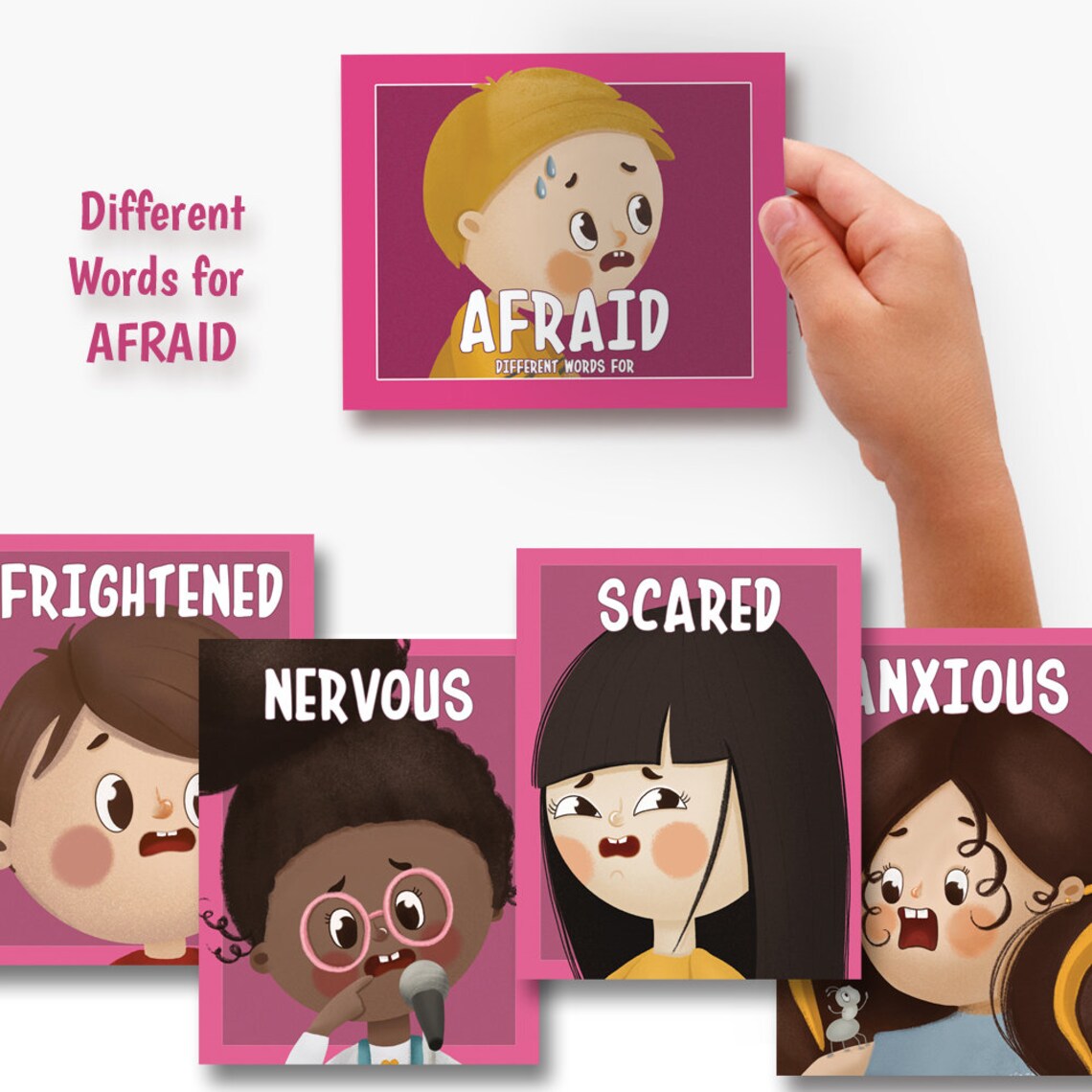 DIGITAL PDF - Printable Emotions Flashcards - 42 Expressions & Emotions ...