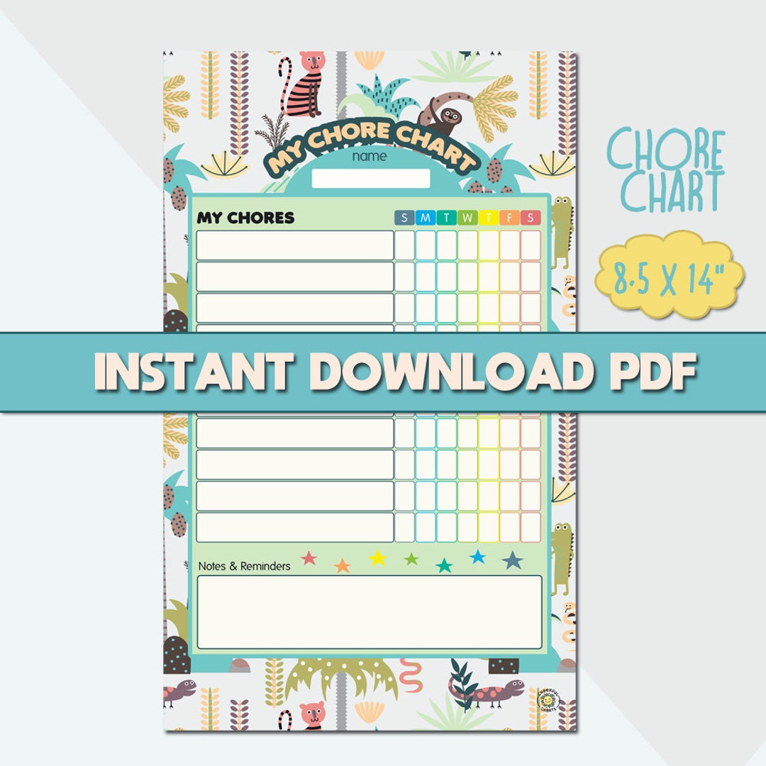 Reward Chart for Kids Printable Chore Chart Jungle Fun Routine Chart ...