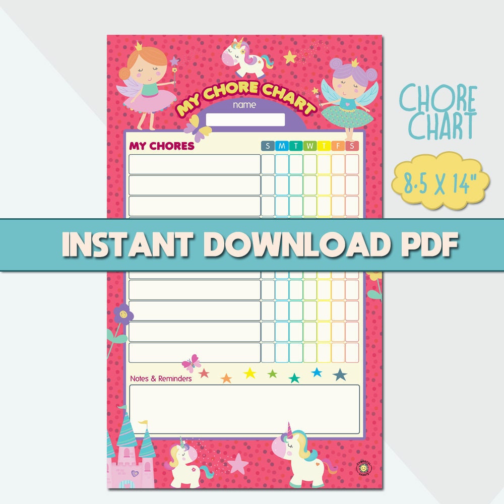 Reward Chart for Kids Printable Chore Chart Fairy Pink Routine Chart ...