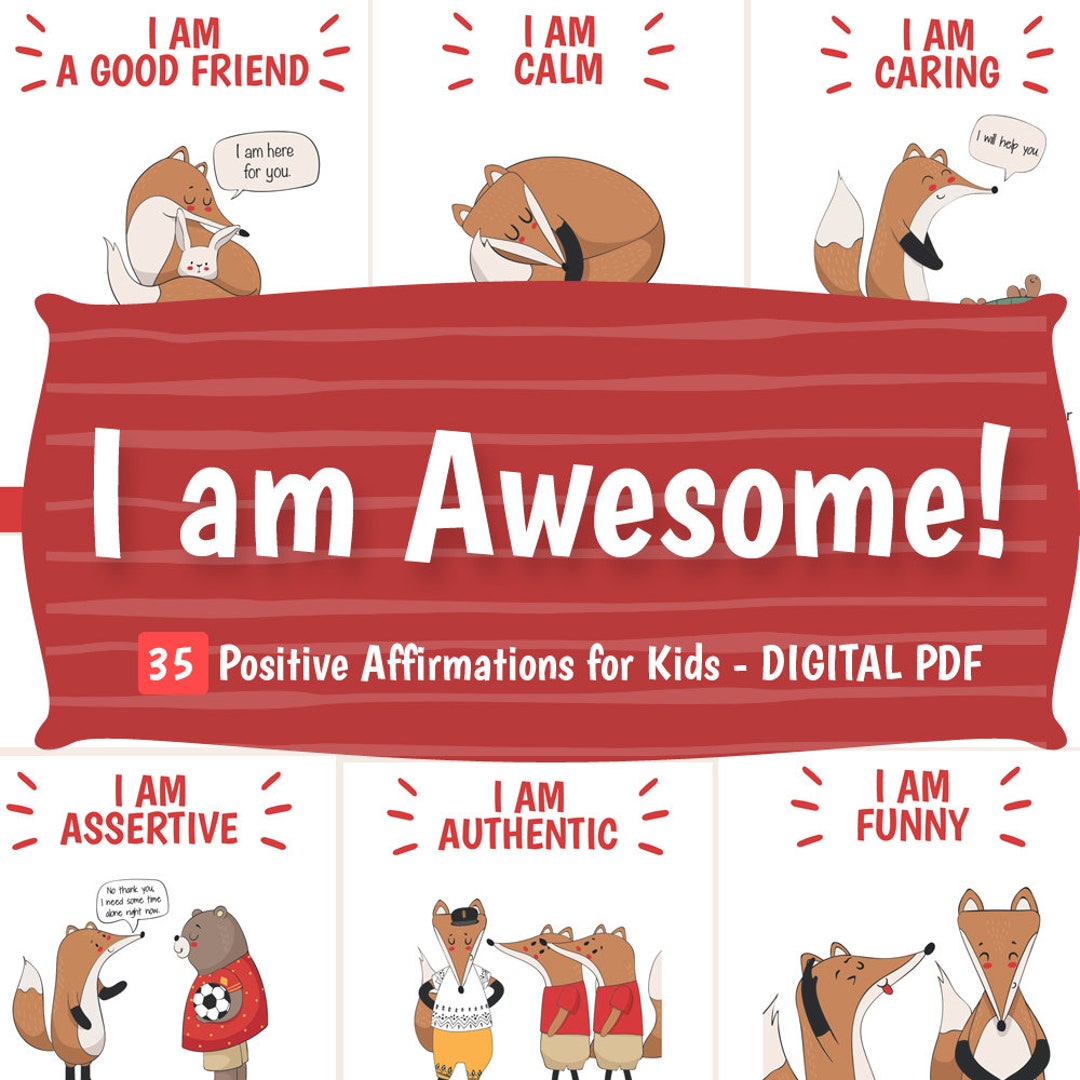 DIGITAL DOWNLOAD PDF - I Am Awesome Positive Affirmation Cards for Kids ...