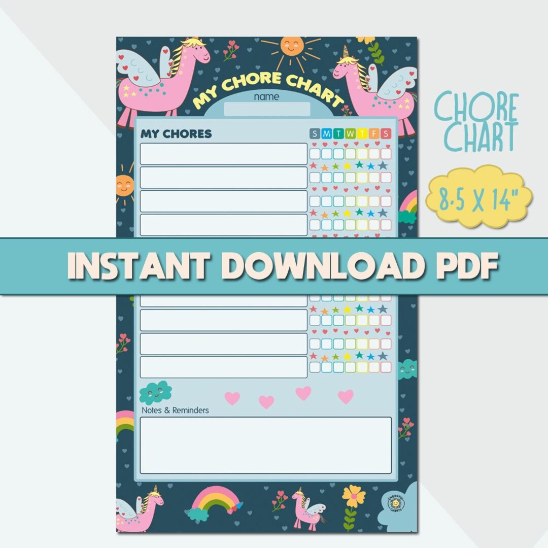 Reward Chart for Kids Printable Chore Chart Dancing Unicorn Routine ...