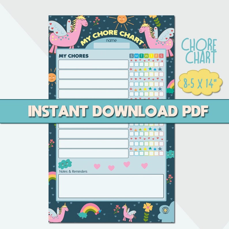Reward Chart for Kids Printable Chore Chart Dancing Unicorn Routine ...