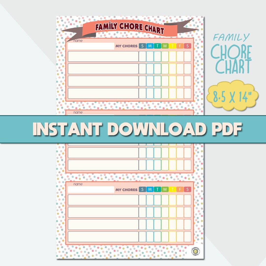 Reward Chart for Multiple Kids Printable Chore Chart Little Dots Family ...