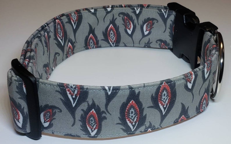 Ready to Ship. Grey Feather Dog Collar. Buckle, Feather Collar. 1.5 ...