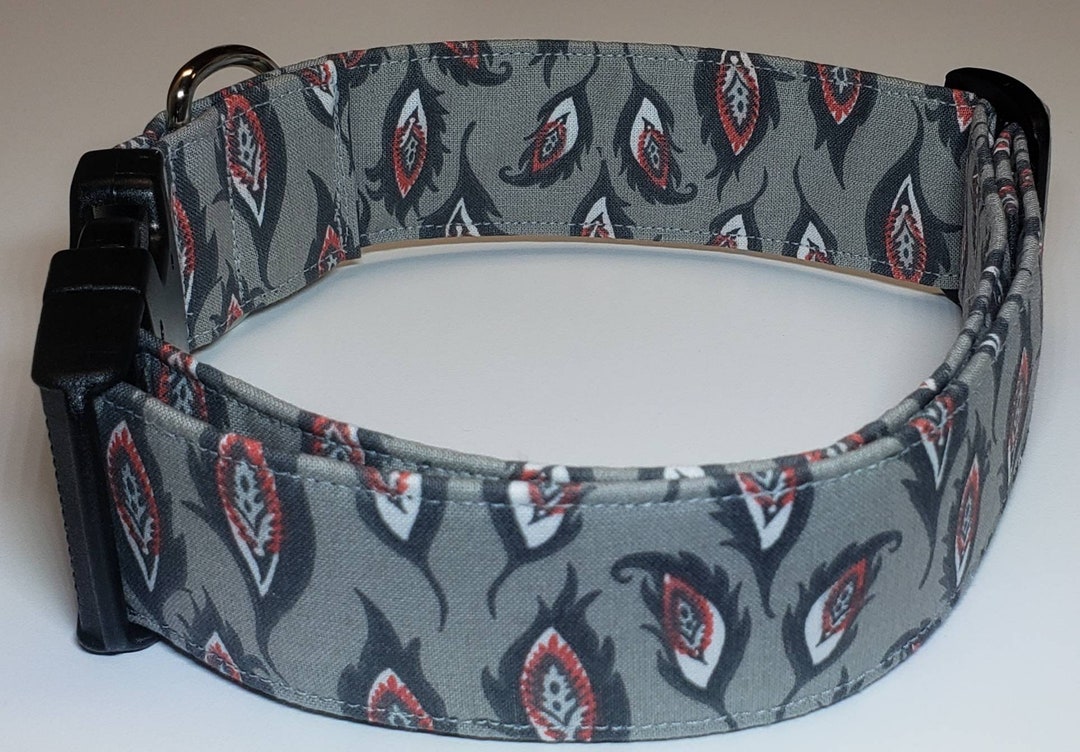 Ready to Ship. Grey Feather Dog Collar. Buckle, Feather Collar. 1.5 ...