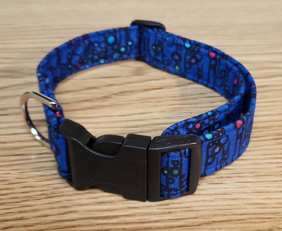Ready to Ship Blue With Dots Plastic Buckle Handmade Dog Collar. 1 Inch ...