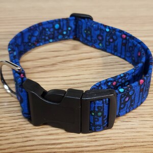 Ready to Ship Blue With Dots Plastic Buckle Handmade Dog Collar. 1 Inch ...