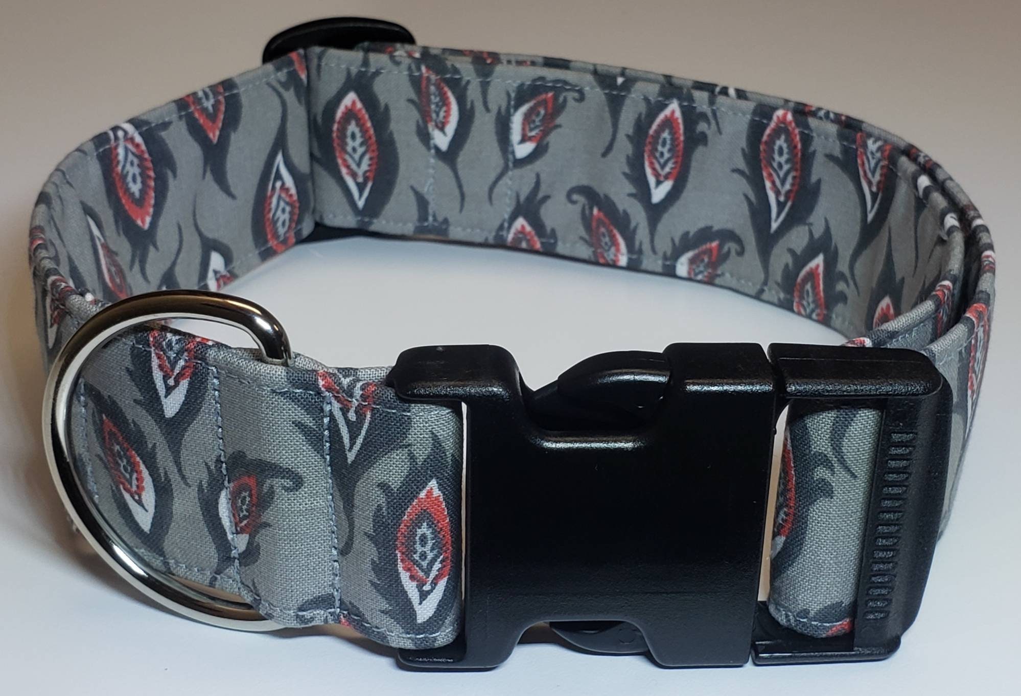 Ready to Ship. Grey Feather Dog Collar. Buckle, Feather Collar. 1.5 ...