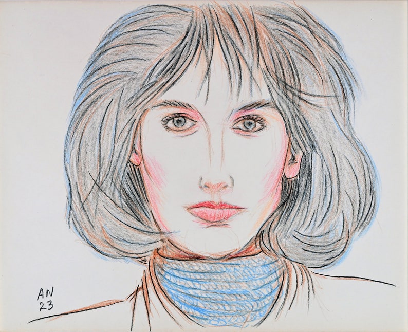 Colored Pencil Drawing by Allen Novak "portrait of a Woman Wearing a ...