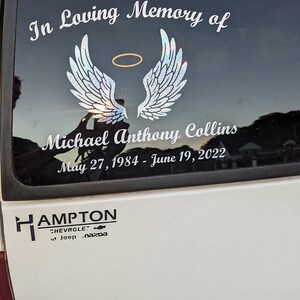 In Loving Memory Car Decal With Angel Wings and Halo, Loss of a Loved ...