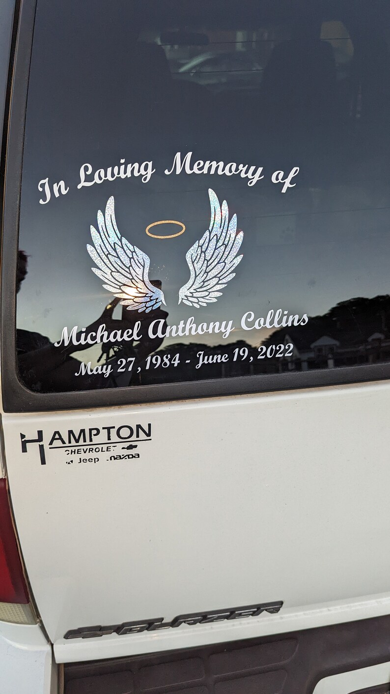 In Loving Memory Car Decal With Angel Wings Memorial Decal - Etsy