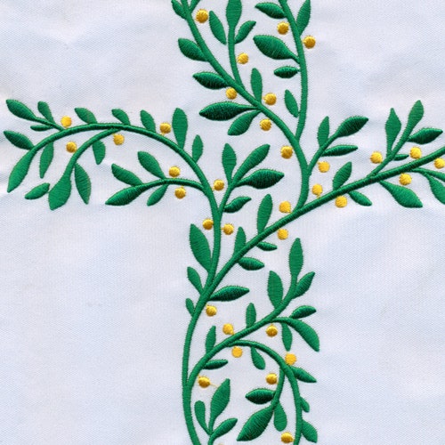 Beautiful Cross With Leaves Design Embroidery Design Includes - Etsy