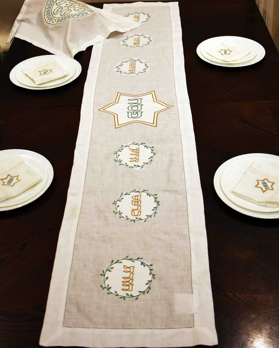 The Beautiful Passover Napkins, White Table Runner is 14 X 72 Inch, 100 ...