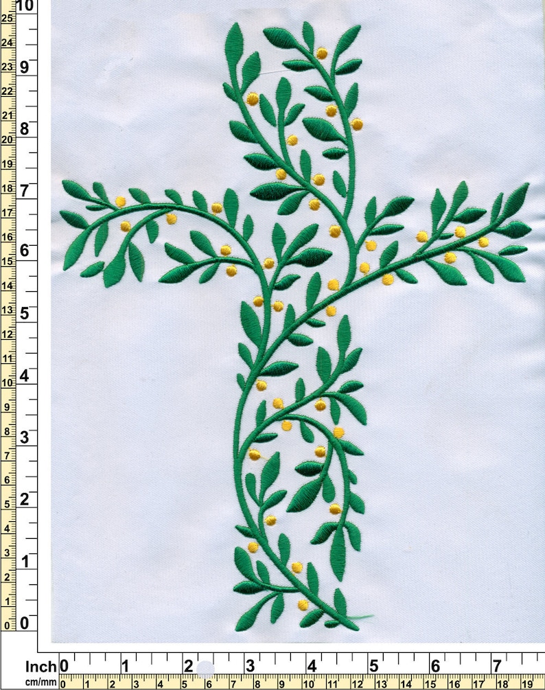 Beautiful Cross With Leaves Design Embroidery Design Includes 3 Sizes ...
