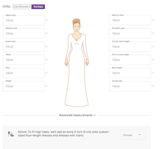 Wedding Dress Silhouette Chart
