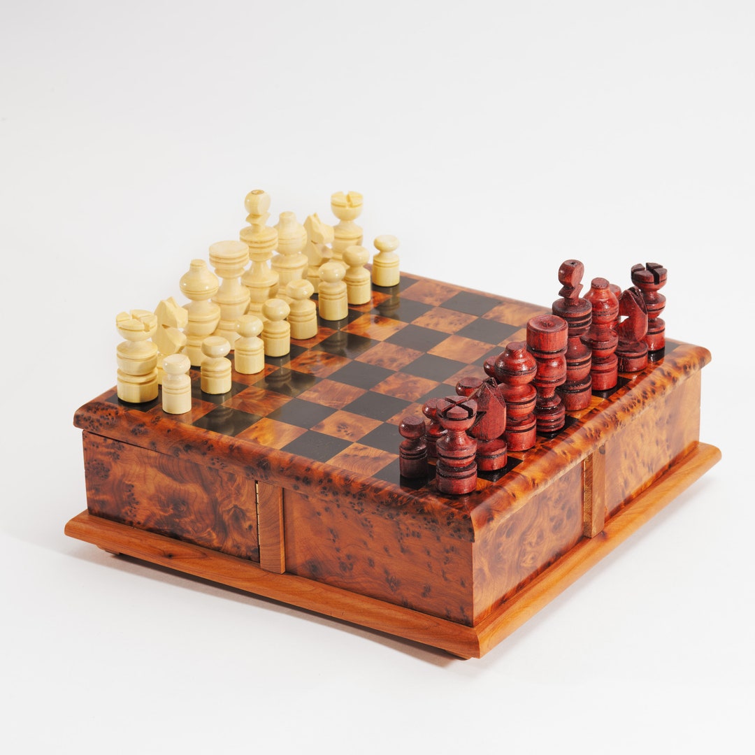 Thuya Wood Rotary Chess Board Amazing Mechanism Folding - Etsy