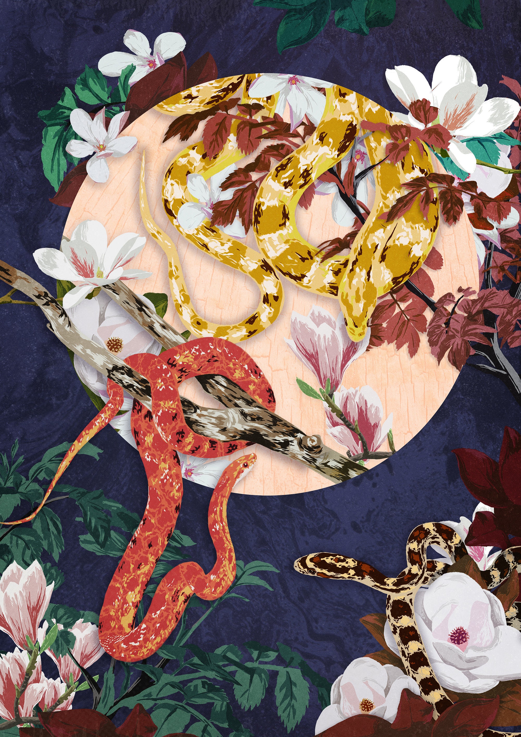 Botanical Snake Illustration Print - Etsy