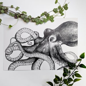 Octopus Dotwork Illustration Print - Etsy UK