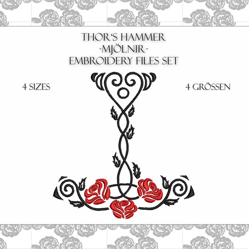 Thor's Hammer mjölnir Embroidery Files Set - Etsy