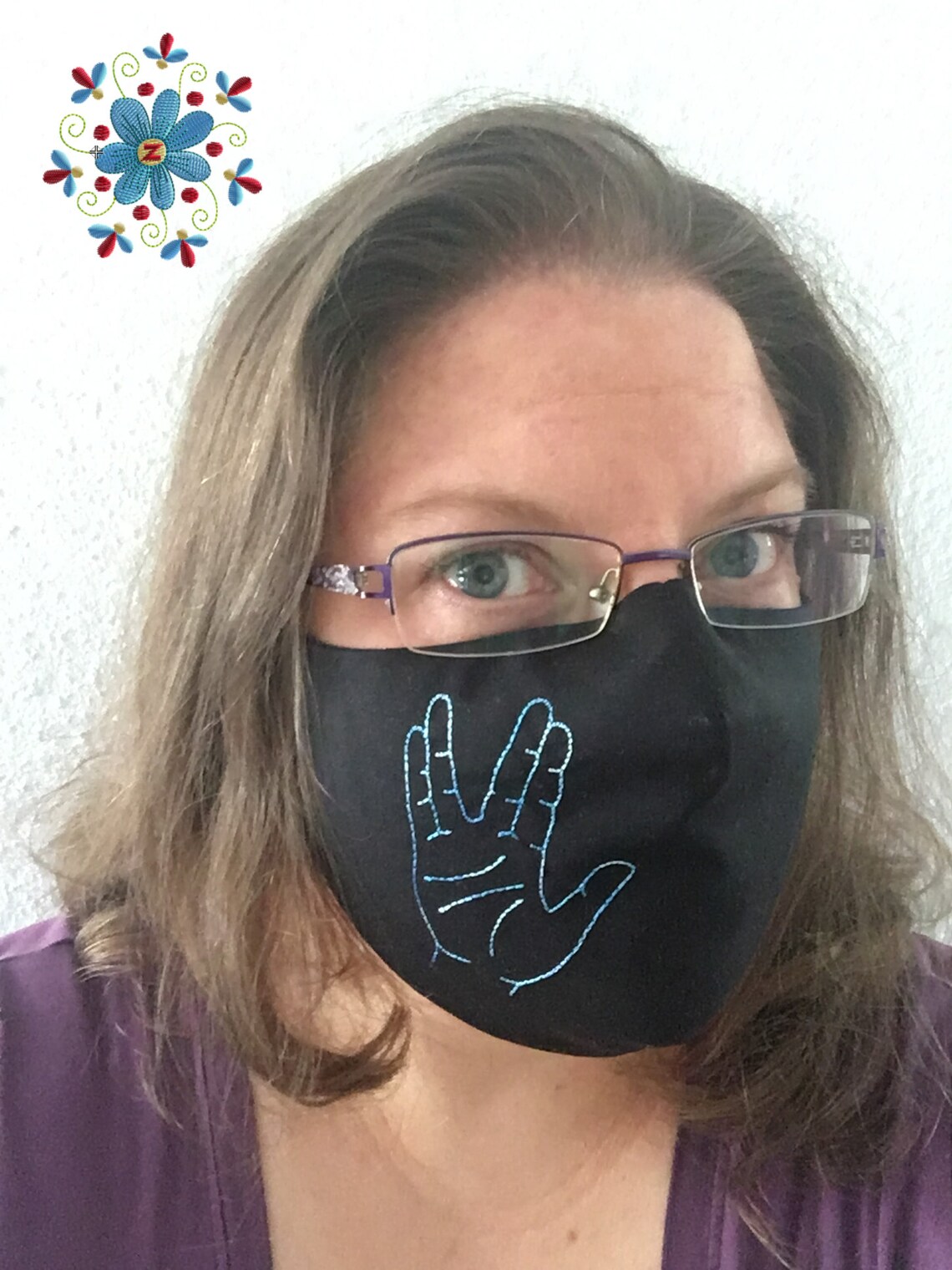 In-the-hoop Face Mask vulcan Salute Embroidery | Etsy