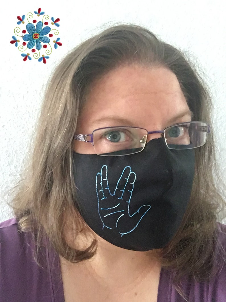 In-the-hoop Face Mask vulcan Salute Embroidery - Etsy
