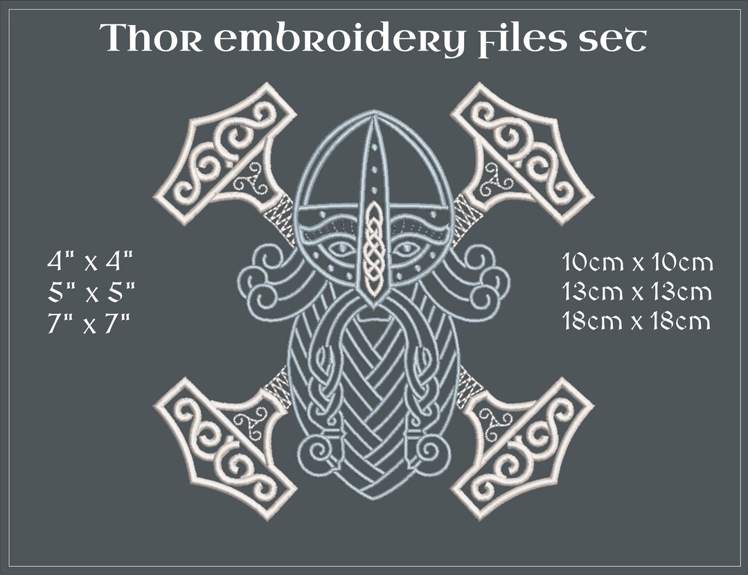 Thor Embroidery Files Set Various Sizes From 4"×4" to 7"x7" - Etsy