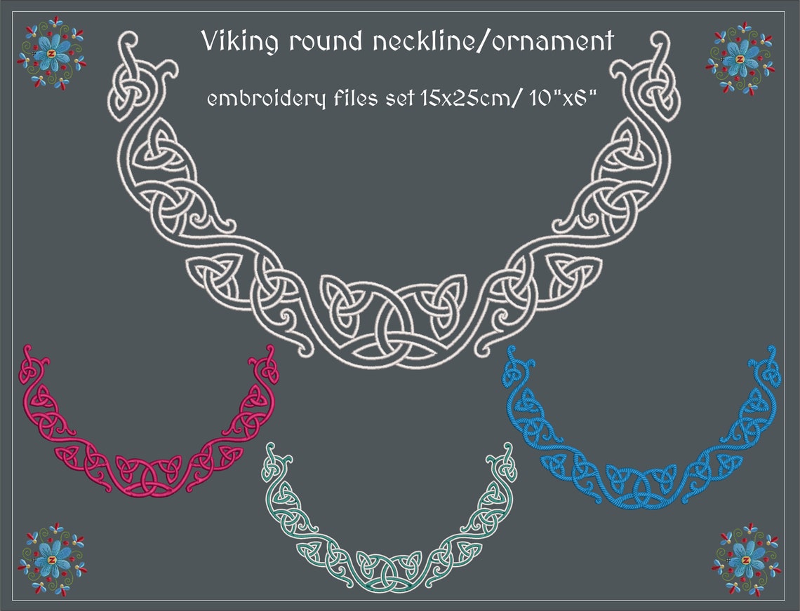 Round Viking Collar/ornaments Embroidery Files in Set 7"x9.8" - Etsy