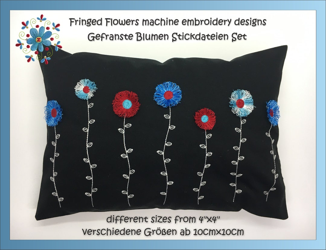 Fringed Flower Embroidery Design Set From 4"x4" / 10cm X 10cm Hoop - Etsy