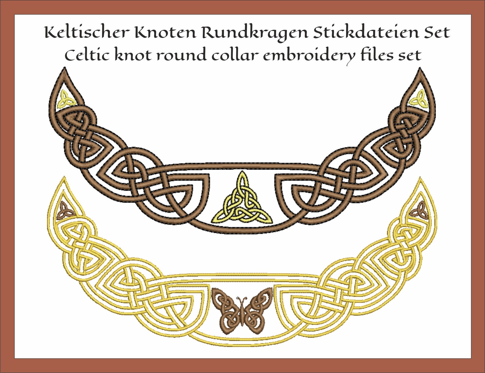 Celtic Knot Round Collar Embroidery Files Set 9x4 - Etsy