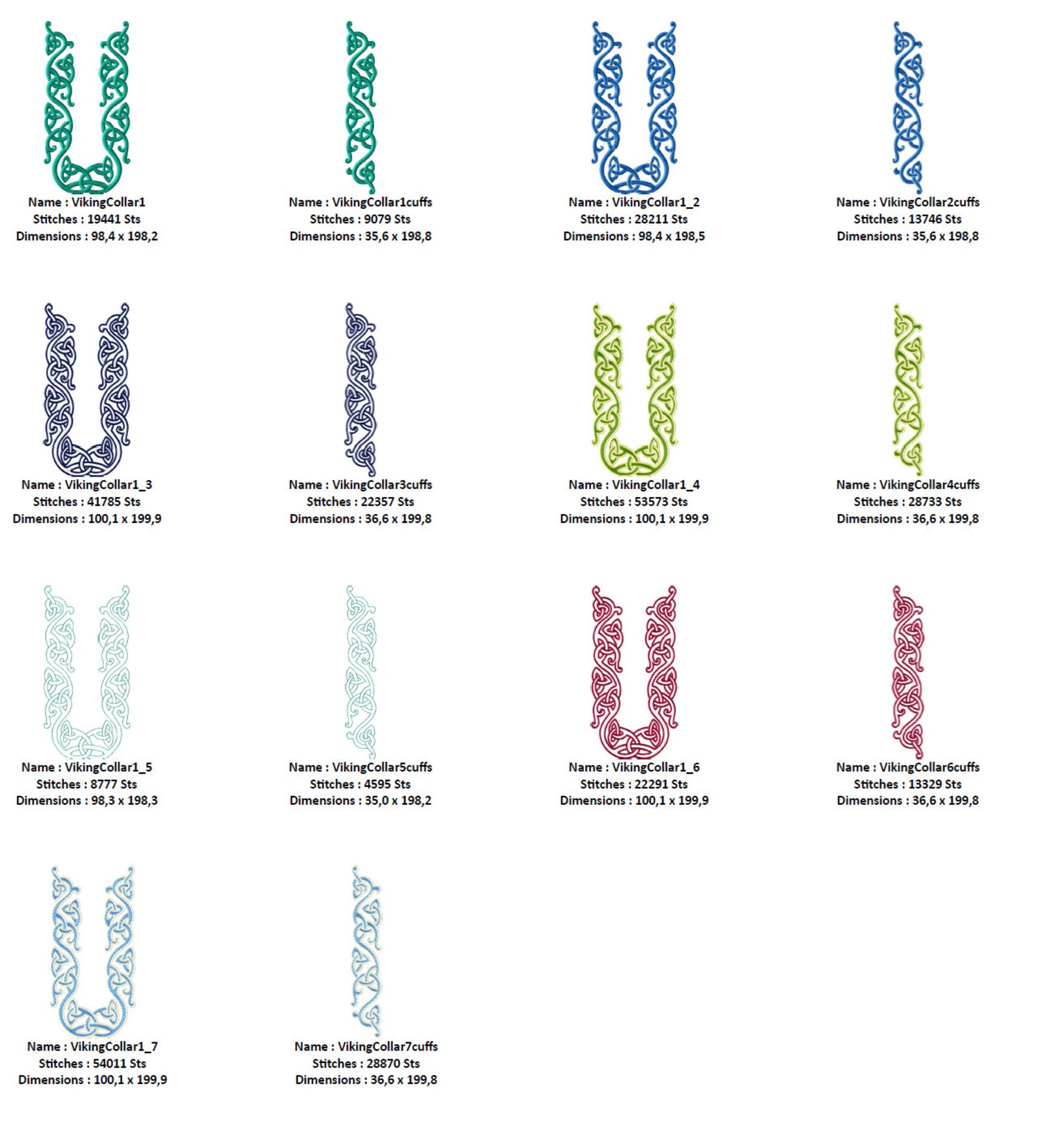 Viking Collar Embroidery Files Set 3.9in X 7.9in Inclusive Cuffs/border ...
