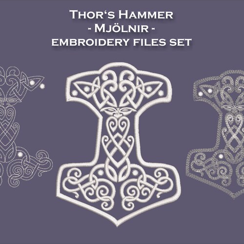 Thor's Hammer mjölnir Embroidery Files Set - Etsy