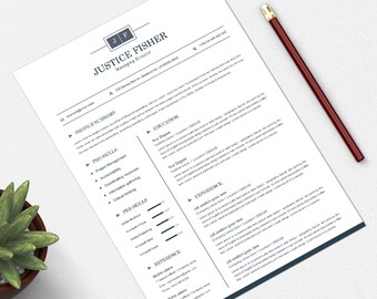 Minimal and Black White Clean Resume / CV Template - Etsy