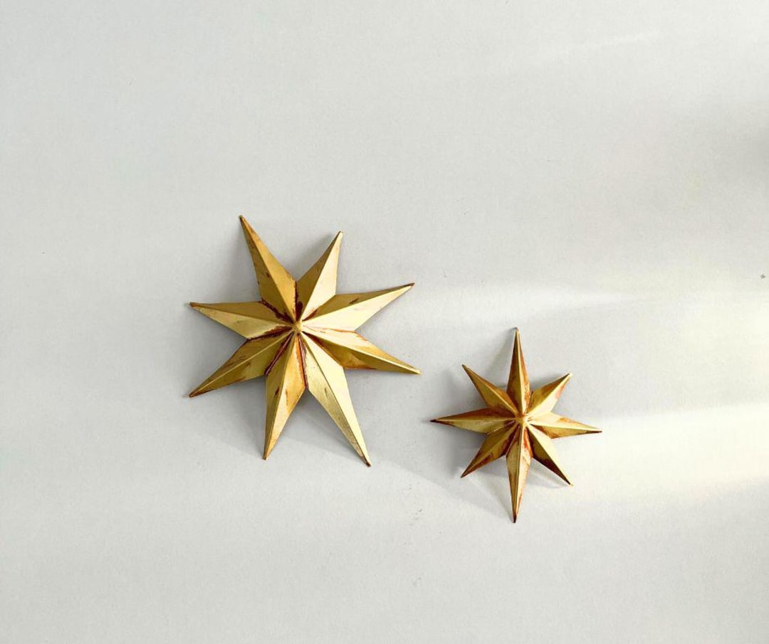 Set of 2 Metal Gold Star Wall Decorations - Vintage Style - Etsy