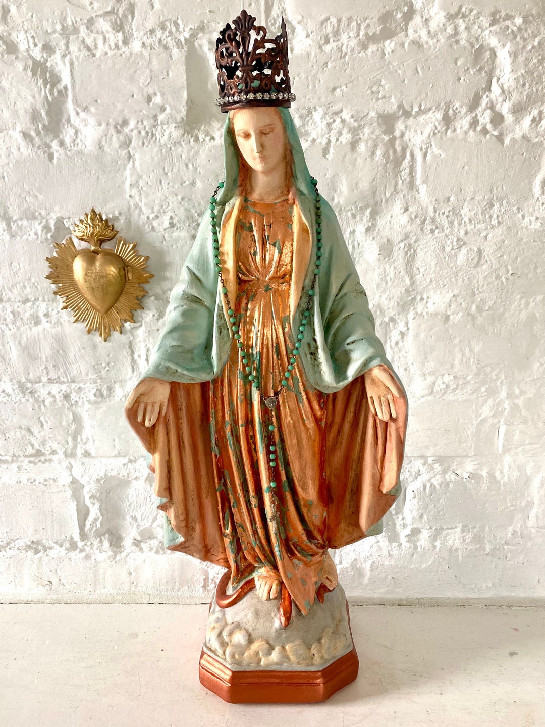 Large Virgin Mary Statue With Crown - Etsy