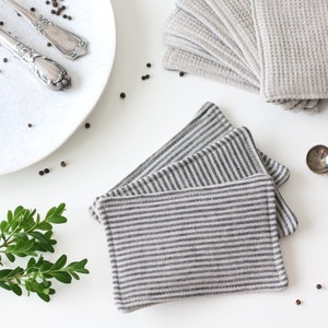 Washable Reusable Kitchen Sponge - Striped Natural 100% Linen Cloth - Etsy
