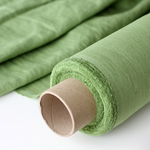 Apple Green Linen Fabric - Stonewashed 100% Linen Flax Material by the ...