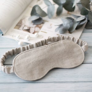 Natural Eye Mask - Linen Sleep Mask and Scrunchie Set - Natural Flax ...