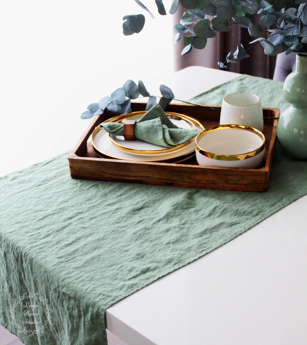 Leinen Tischläufer - Stonewashed Natur flachs Stoff - Etsy Österreich