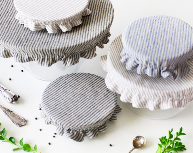Set of 5 Reusable Fabric Bowl Covers, Cover for Bowls, Cups, Pots, Food ...
