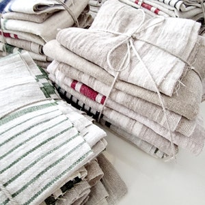 100% Linen Fabric Remnants - Linen Scraps - Heavy Weight Linen Bundle ...