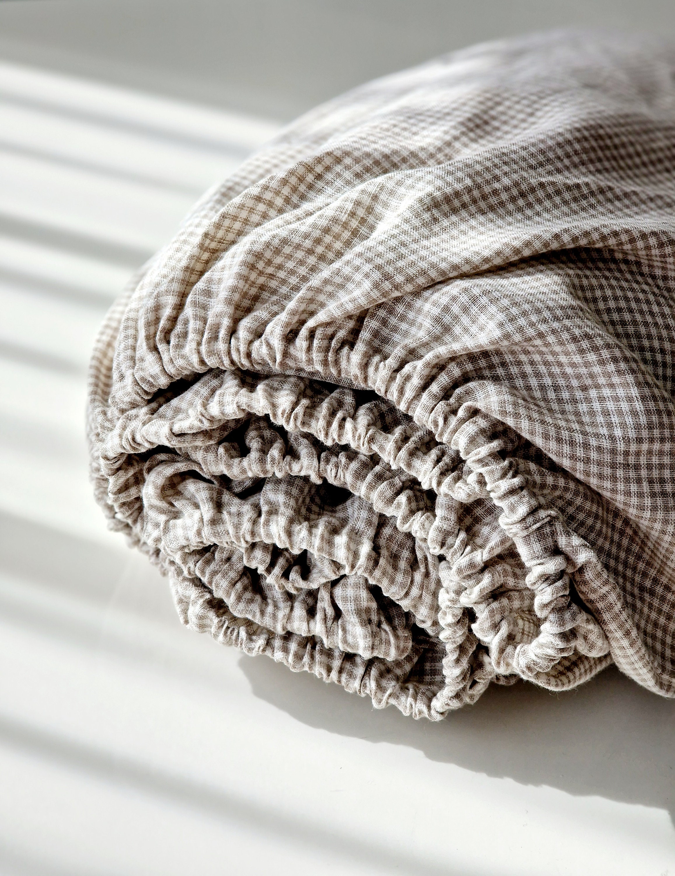 Linen Fitted Sheet - Washed Soft Linen King Queen Bedding - Natural ...