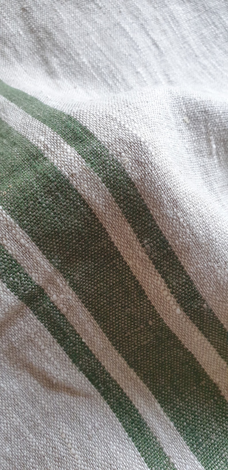 Heavy Weight Linen Fabric by the Yard 265g/m2 - Upholstery Striped ...