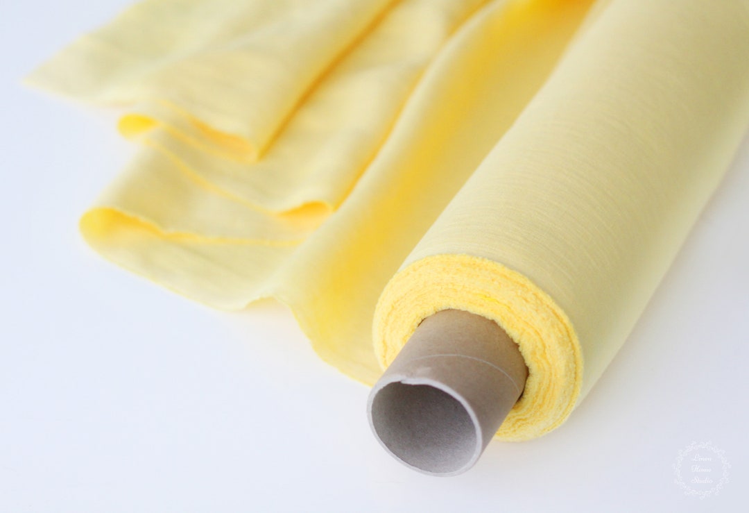 Pastel Yellow Linen Fabric - Stonewashed 100% Linen Flax Material ...