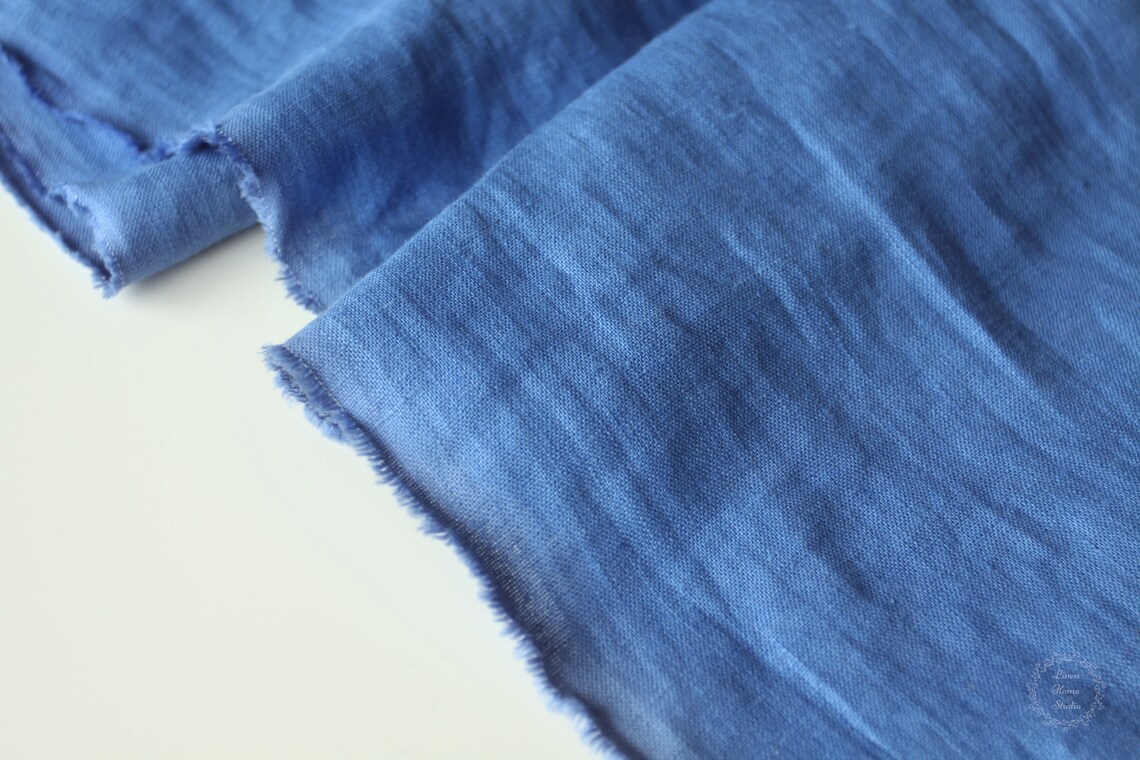 Linen Fabric by the Yard for Clothing Cornflower Blue - Stonewashed 100 ...