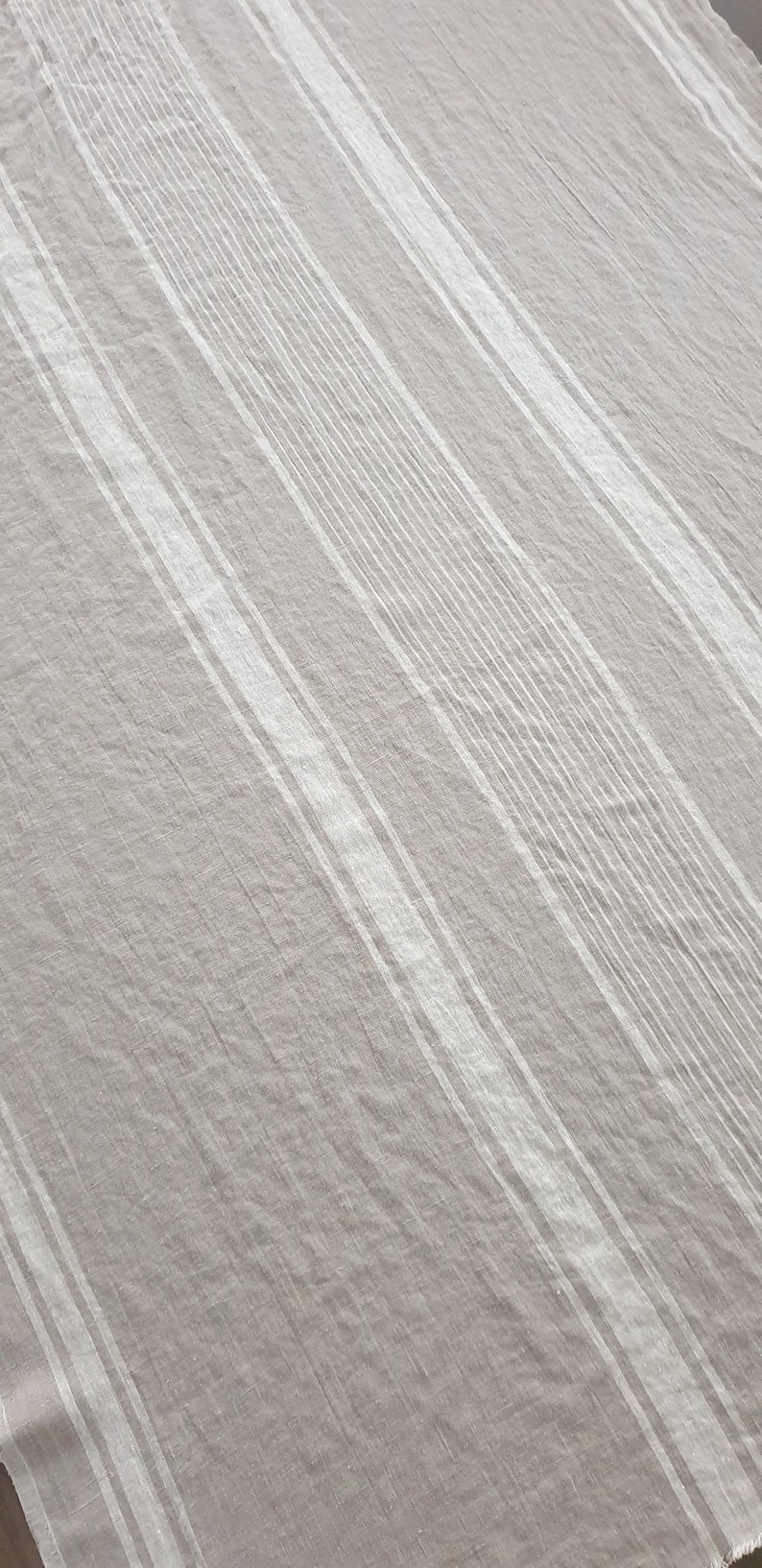 Heavy Weight Linen Fabric by the Yard 265g/m2 - Upholstery Striped ...